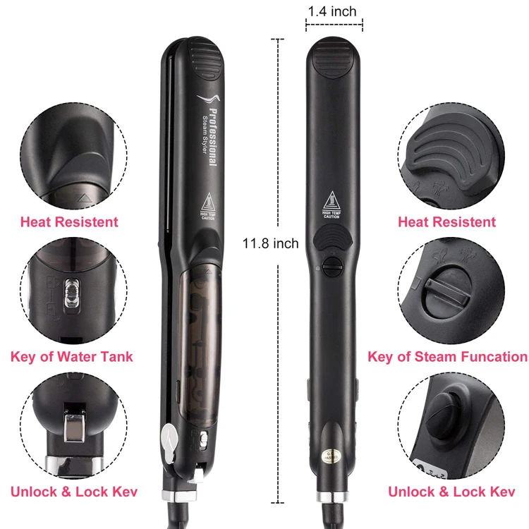 Professional Argan Oil Steam Hair Straightener Flat Iron Injection ...