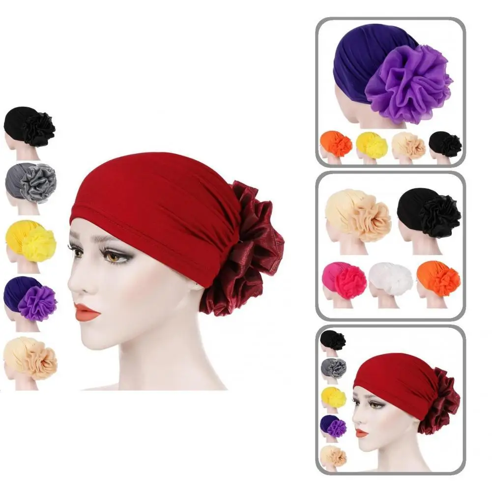 Bonnet-Hat-Pure-Color-12-Colors-Lightweight-Big-Flower-Women-Sleep-Hat ...