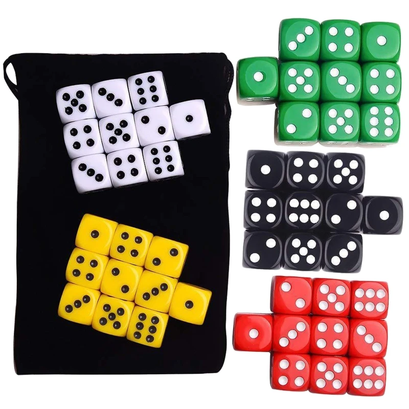 50pcs Acrylic Colorful 6 Sided Dice 16mm 0.63in Digital Number Cubes ...