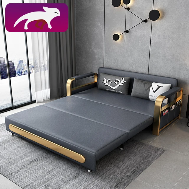 Multi-function sofa bed with storage box in HRZ new creative alloy decorative fabric – SmeshMega.com