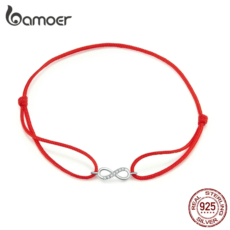 bamoer-Infinity-Simple-Red-Rope-Friendship-Bracelet-925-Sterling-Silver ...