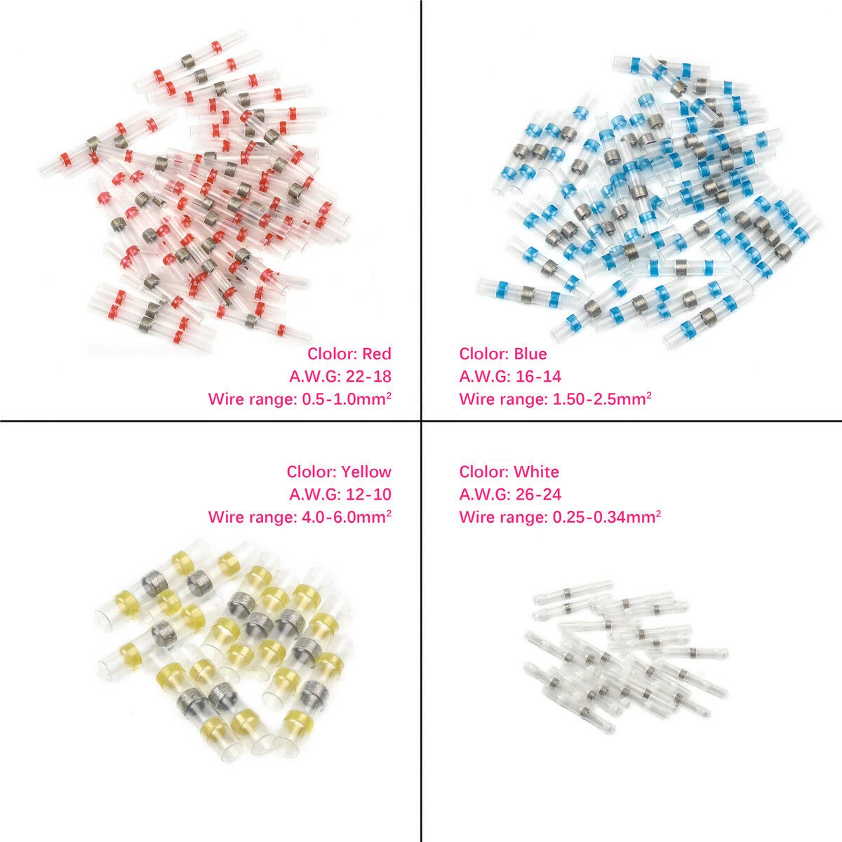 50pcs Mixed Heat Shrink Connect Terminals Waterproof Solder Sleeve Tube 26 10awg Electrical Wire 50pcs Mixed Heat Shrink Connect Terminals Waterproof Solder Sleeve Tube 26 10awg Electrical Wire