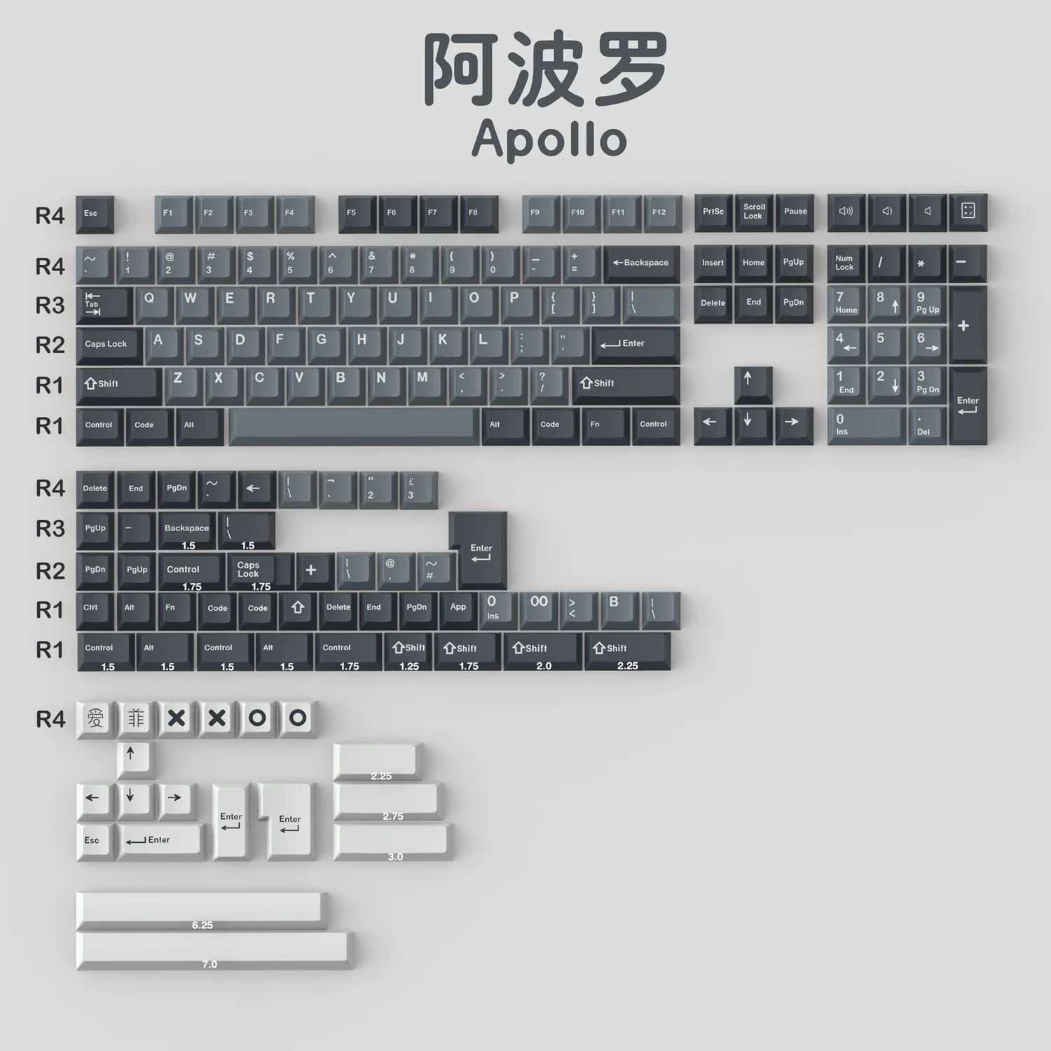 173 Keys/set GMK Apollo Keycaps ABS Double Shot Keycap Cherry Profile ...
