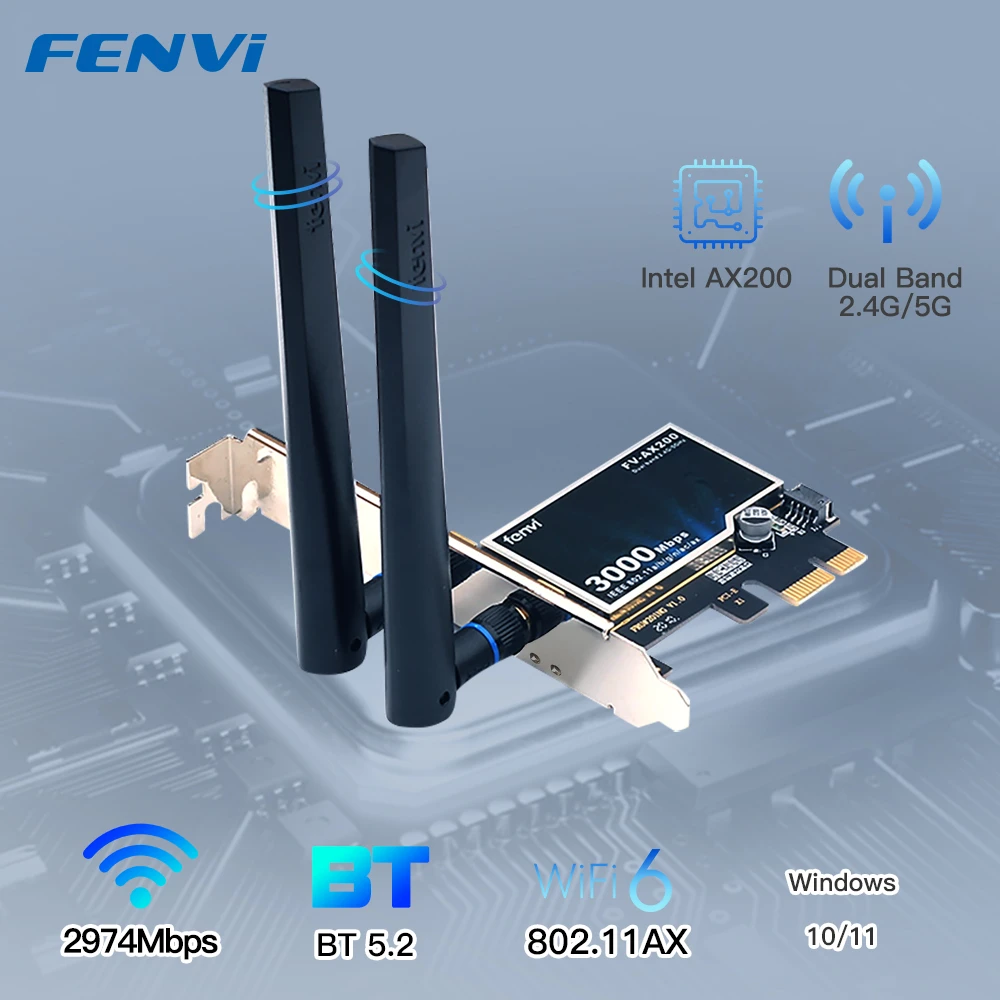 Wireless Dual Band PCI Express WiFi Adapter PCI E Network Card WIfi 6 ...