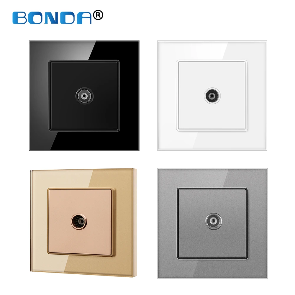 EU-Wall-TV-Socket-Crystal-Tempered-Glass-Panel-Household-Televison ...