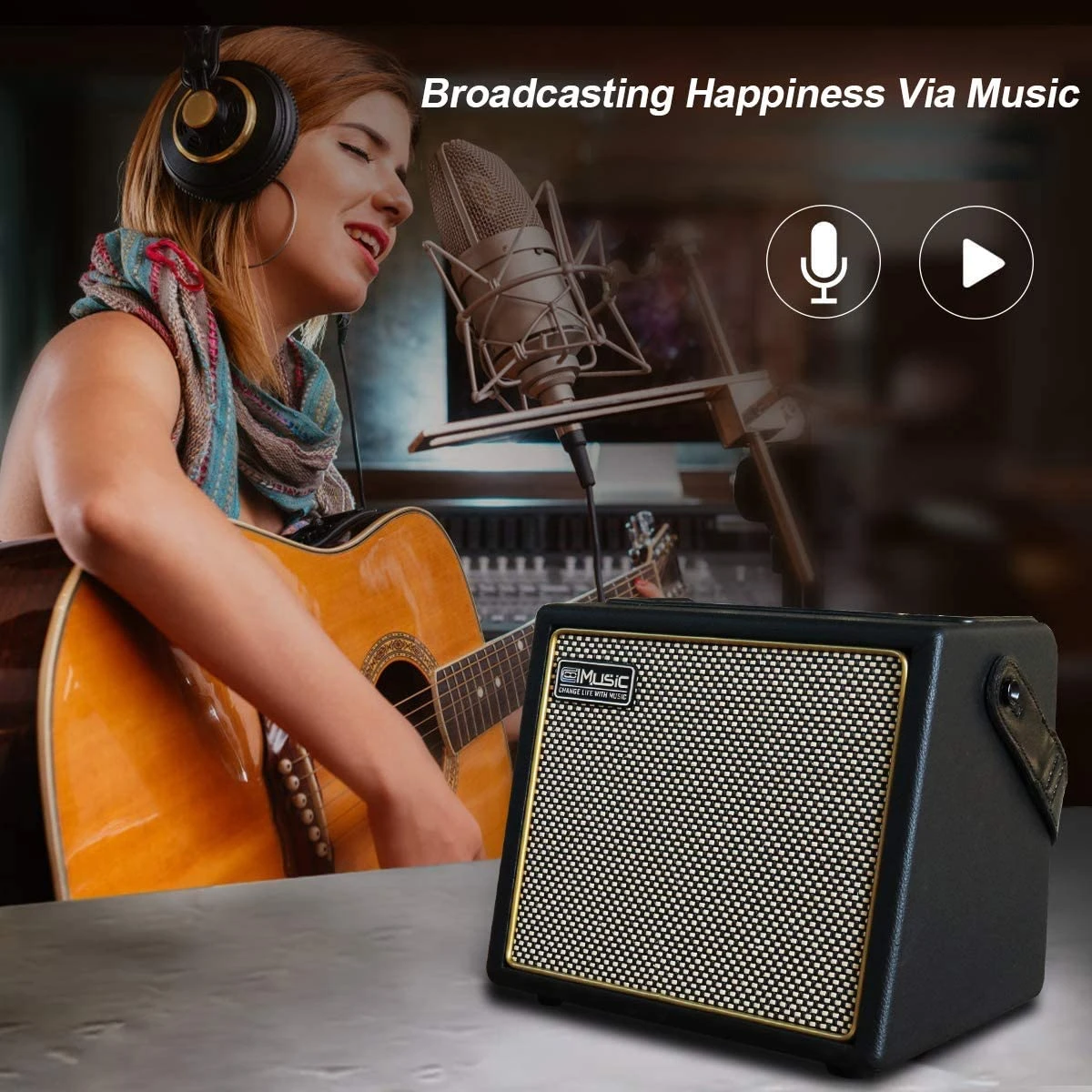 Mini acoustic headphone guitar amplifier