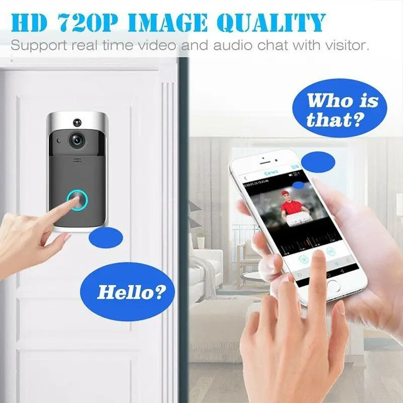 SONNETTE,Black--Caméra de sonnette intelligente vidéo WiFi 1080P ...