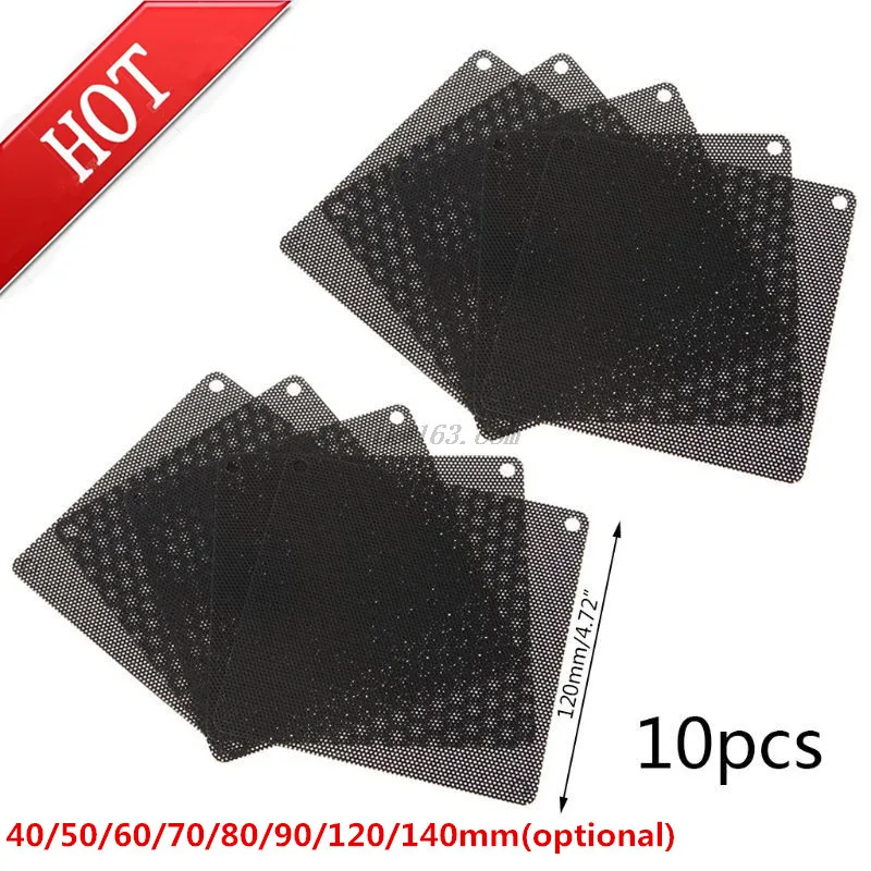 10 Pcs 120mm Pvc Computer Fan Dust Filter Pc Dustproof Case Cuttable ...