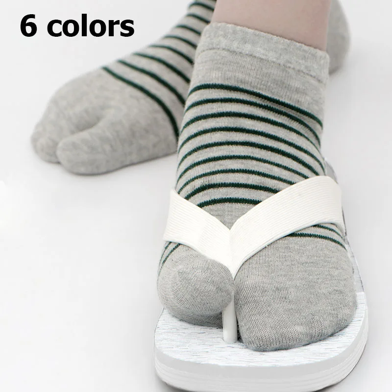 Combed-Cotton-Two-Toed-Tabi-Socks-Men-Boys-Short-Striped-Ankle-High ...
