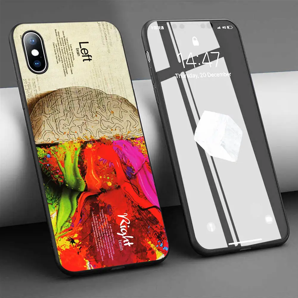 Coque Left Brain Right Brain Quotes Soft Silicone Phone Case for iPhone ...