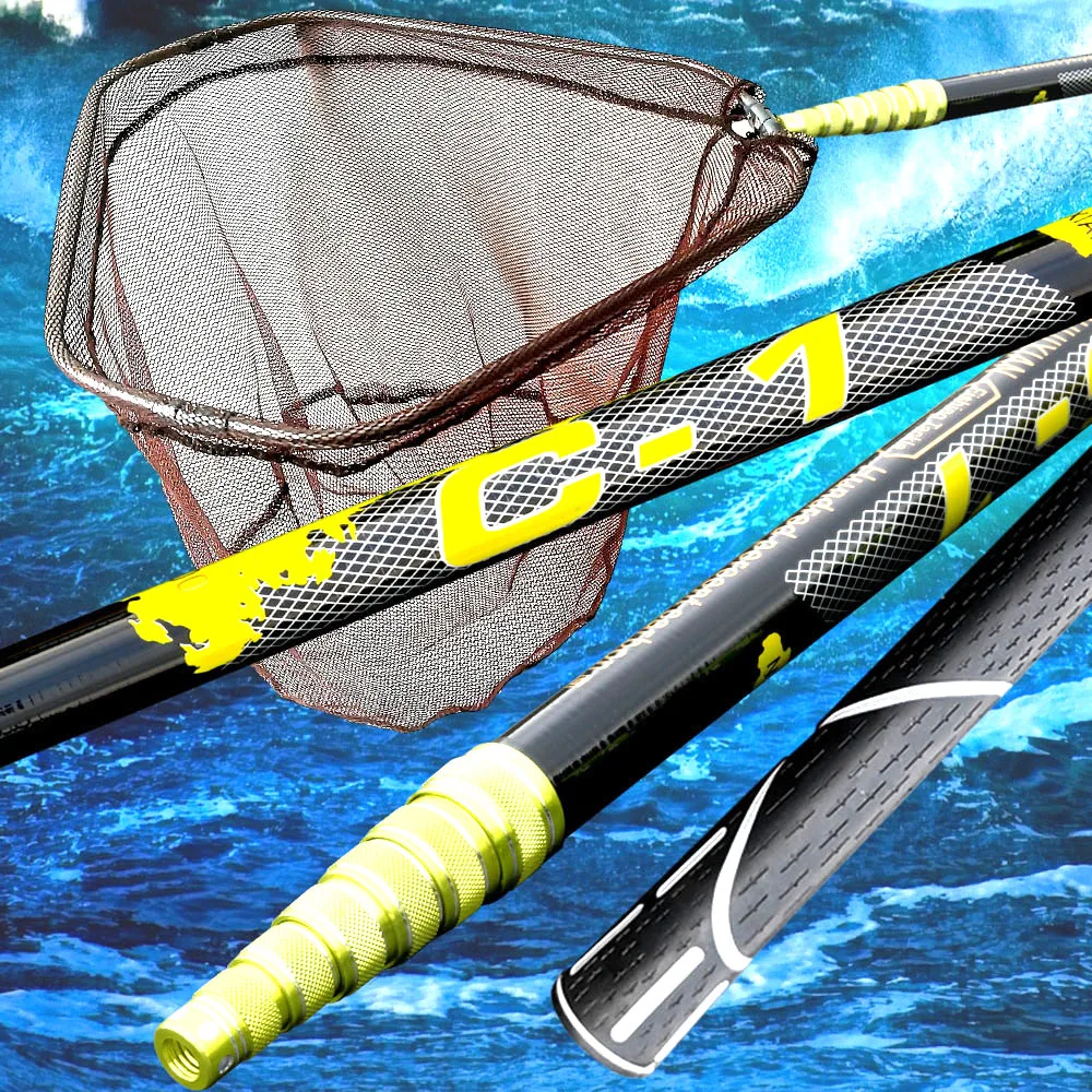 JOSBY 4m 2.1m 3.6m Carbon Fishing Rod Nets Collapsible Fishing Tools ...