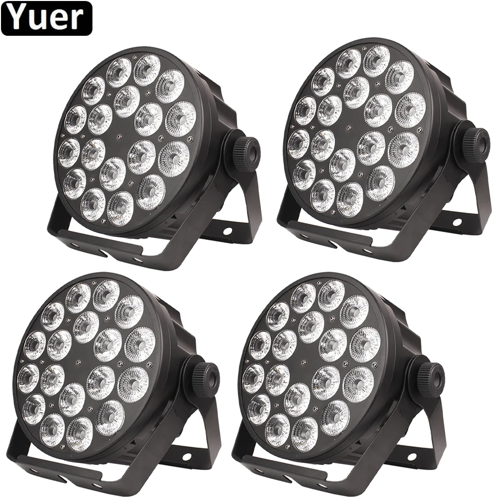 4Pcs-Lot-LED-18x15W-RGBWAUV-6IN1-Flat-Par-Light-DMX512-High-Power-Par ...