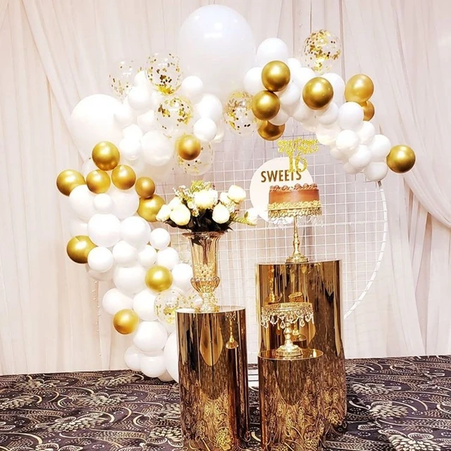 3pcs/set)Wedding decoration round cylinder gold table display metal ...