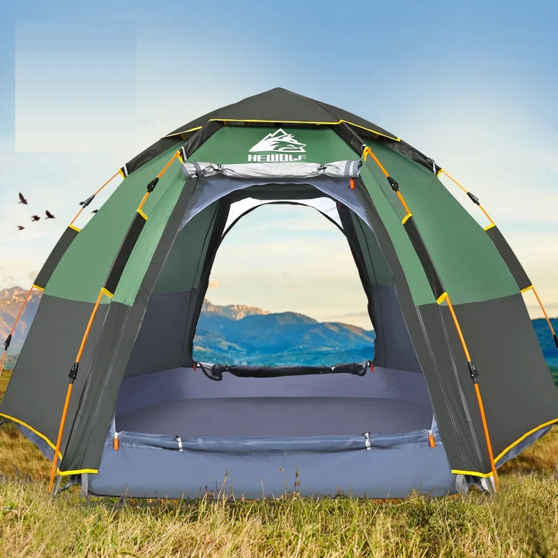 Barraca-de-acampamento-exterior-da-fam-lia-wateroproof-da-dupla-camada ...