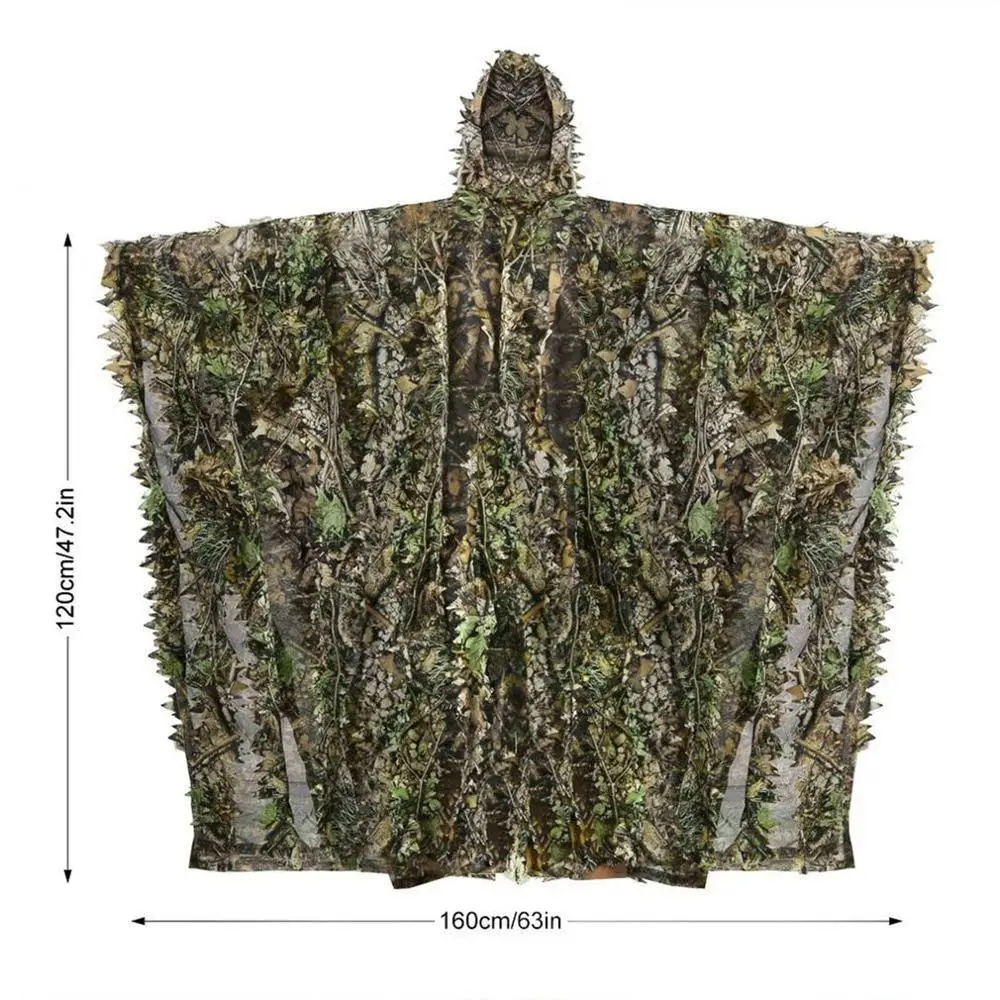 3D Camouflage Suits Sniper Hunting Clothes Ghillie Suit Leaves Poncho Stealth Cloak CS Game ...