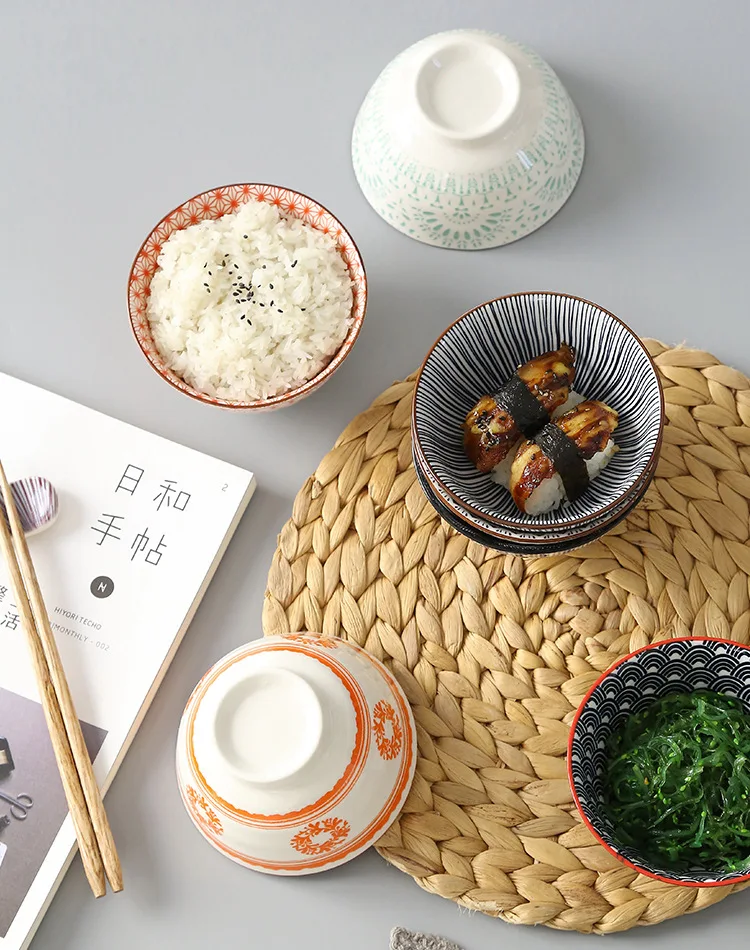 Bol,Bol de riz en céramique,petit bol de ménage et bol à salade en ...