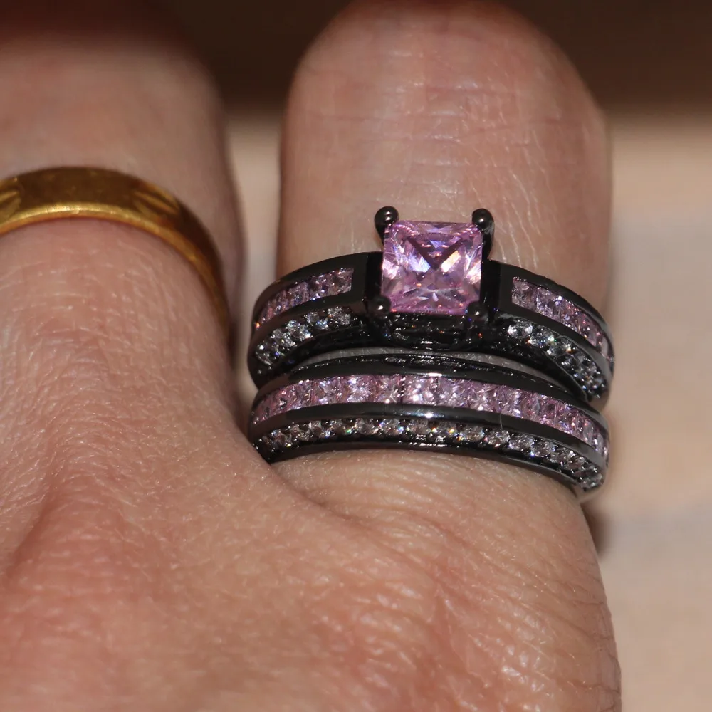 Black And Pink Diamond Ring For Women