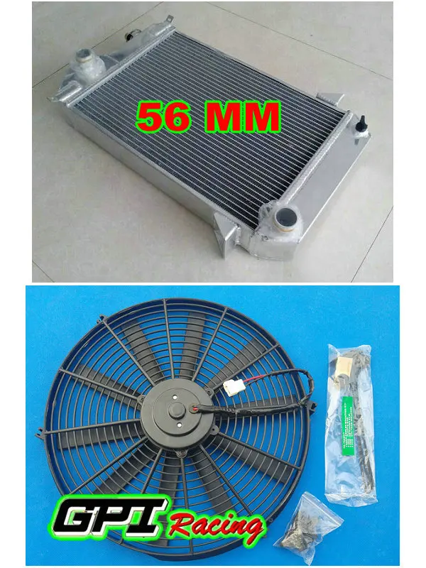 56mm Aluminum Radiator + Fan For Triumph Tr4 Mt 1961-1965 1964 1963 ...