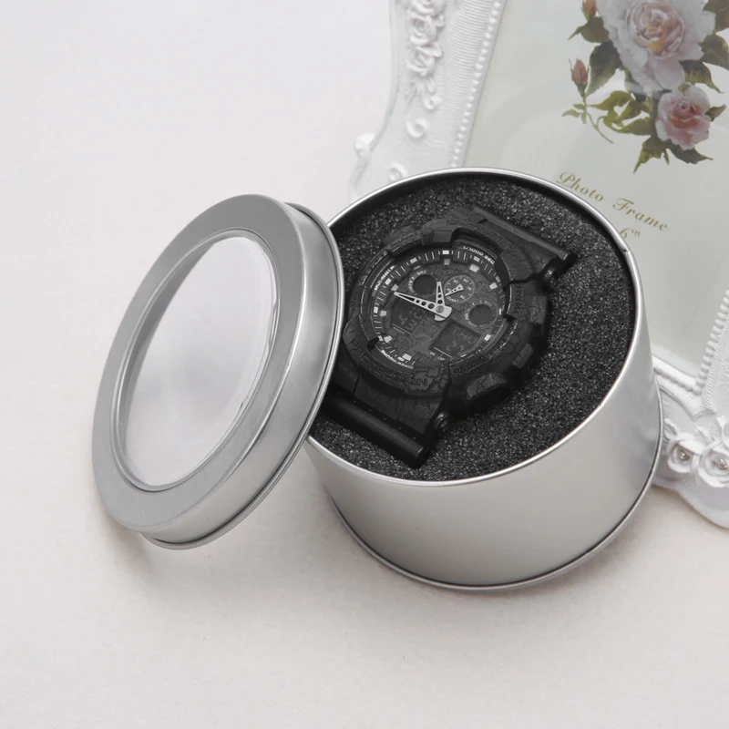 Round-Metal-Jewelry-Wrist-Watch-Display-Box-Storage-Organizer-for-Case ...