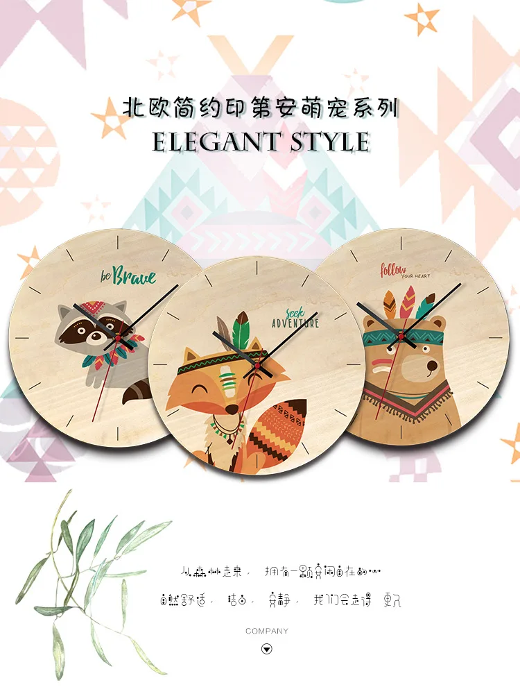 Amazon деревянные креативные настенные часы Домашние Мультяшные часы гостиная настенные часы