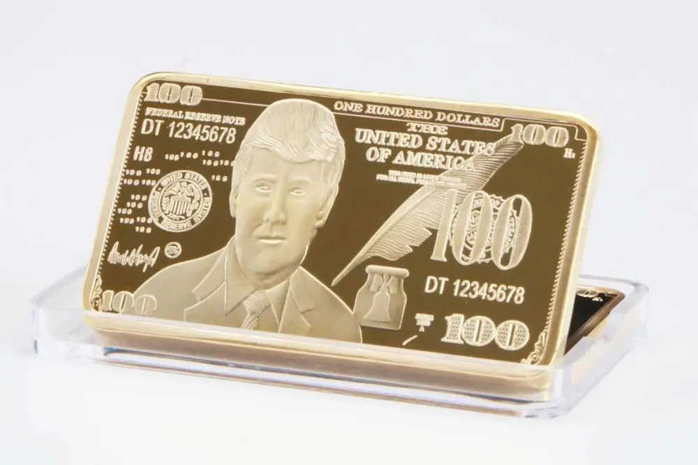 USA-Trump-100-Dollar-24K-Gold-Bullion-Bar-American-Metal-Coin-Golden ...