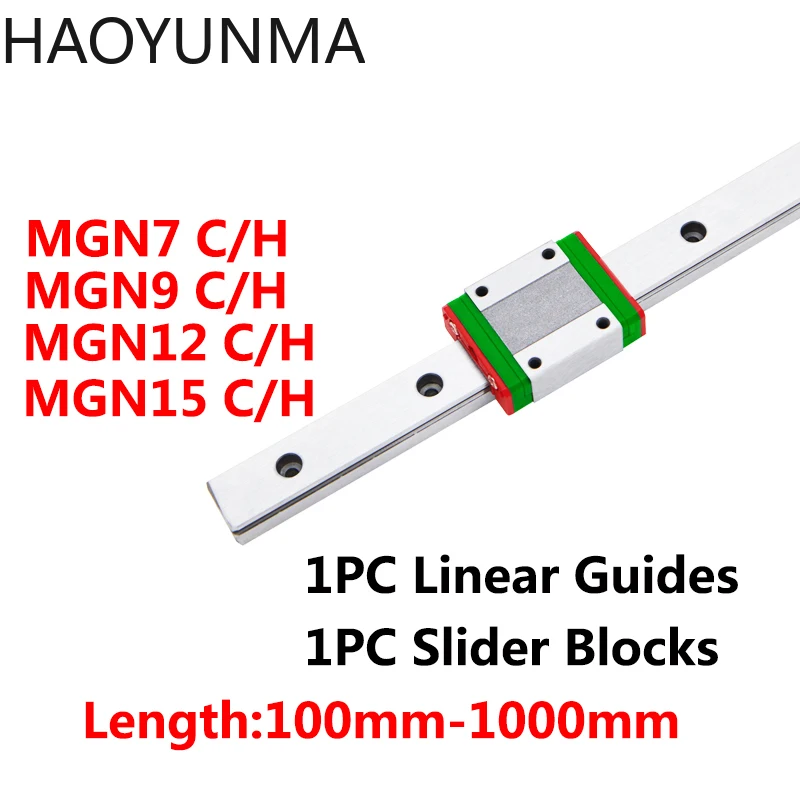 1PC MGN7 MGN12 MGN15 MGN9 Miniature Linear Rail Slide Length From100mm to 1000mm and 1PC MGN ...