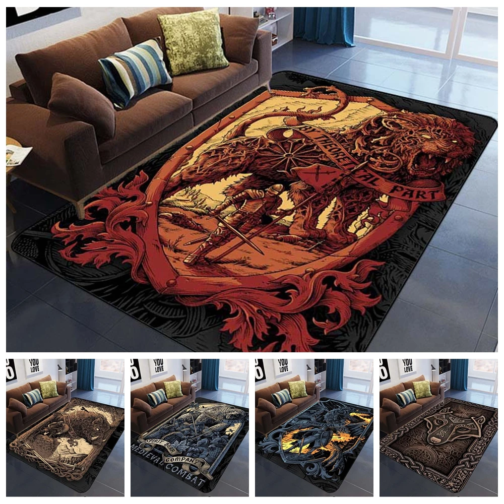 Odin’s Raven In Norse Mythology Decor Area Rug, Viking Decor, Viking ...