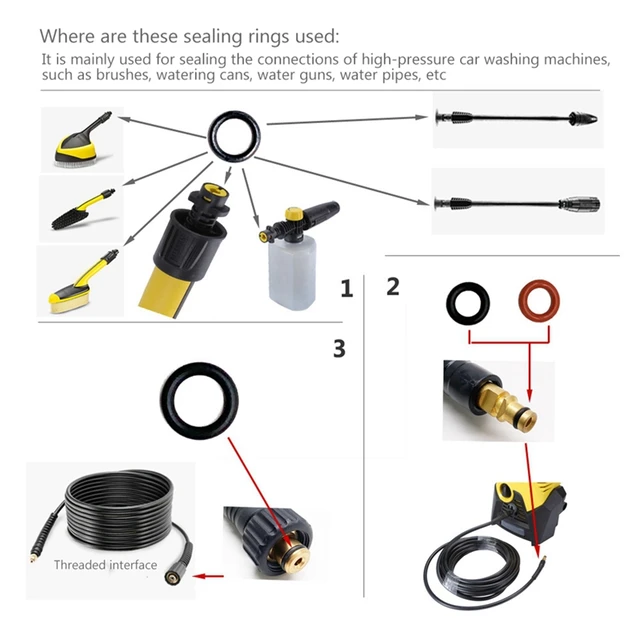 EPDM O-ring 6 Pack 6-Pack Karcher HD/HDS Hose Nozzle O-Ring Seals ...