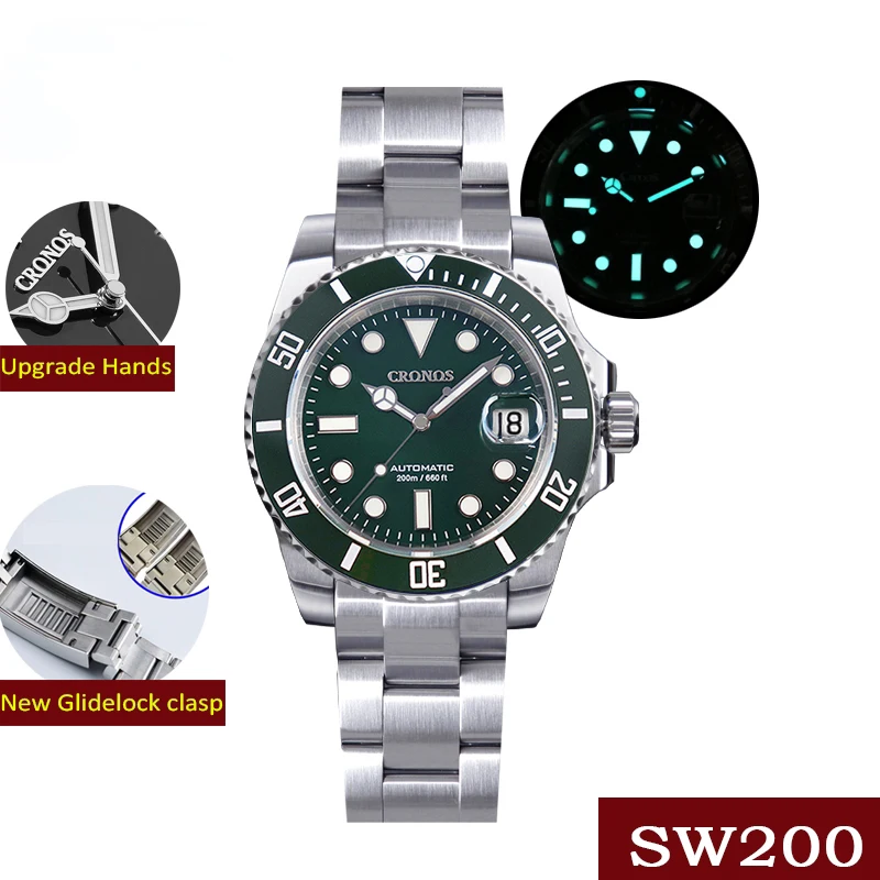 CRONOS Mens Diver Watches Military Automatic Mechanical Wristwatch BGW ...