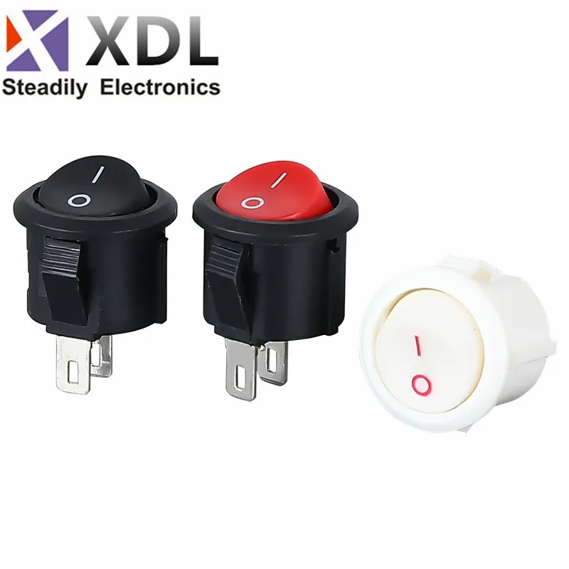 10Pcs 20mm Diameter Small Round Rocker Switches Black Mini Round Black ...