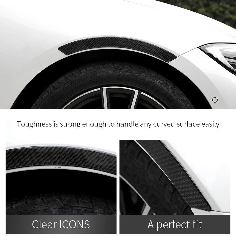 4PCS Car Fender Flares Arch Wheel Eyebrow Protector Sticker Black Anti ...