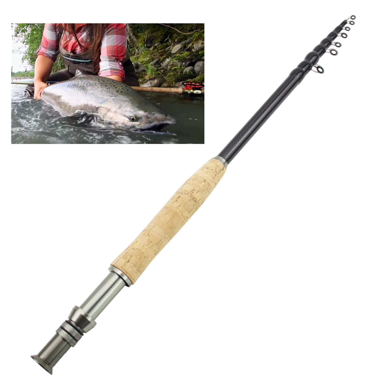 New 2.1m 2.4m 2.7m 3.0m Telescopic Fly Fishing Rod Portable Carbon ...
