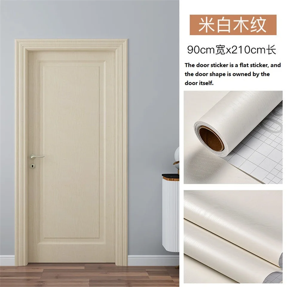 Wood-Grain-Door-Sticker-Waterproof-Adhesive-Wallpaper-Wooden-Door ...