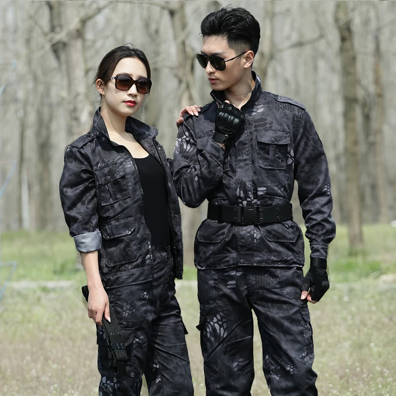 Outdoor-Men-s-Camouflage-Combat-Tactical-Jacket-Set-Men-Black-Python ...