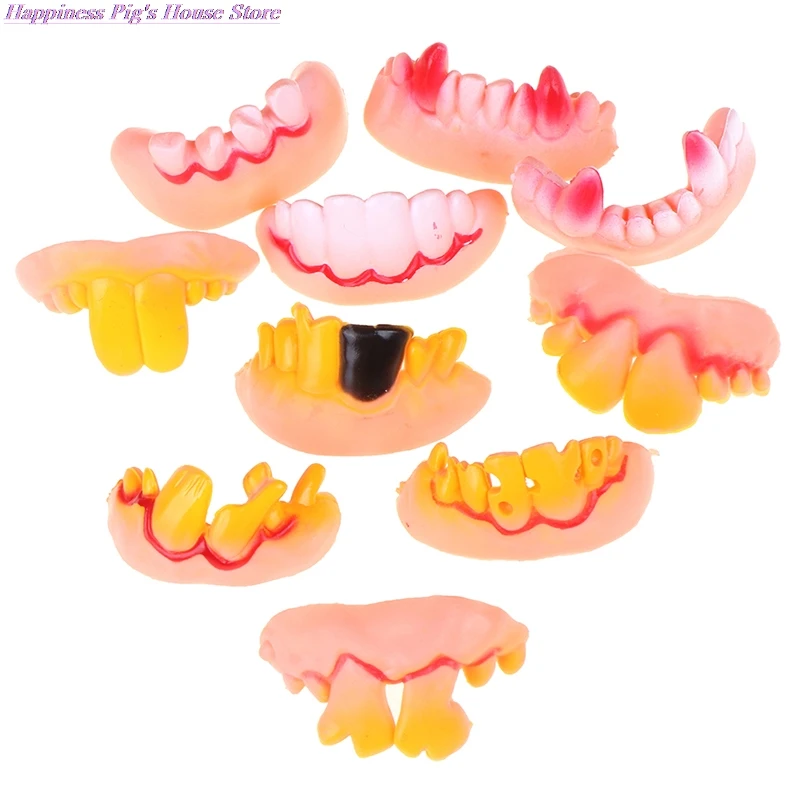 10pcs Funny False Fake teeth Goofy Halloween Decoration Props Trick Toy ...