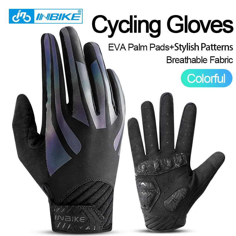 INBIKE Clearance Sale Cycling Gloves Full Finger Colorful Reflective Bike Gloves Touch Screen ...