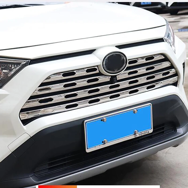 For Toyota Rav4 2019 2020 Stainless Steel Carbon Fiber Look Front Upper ...