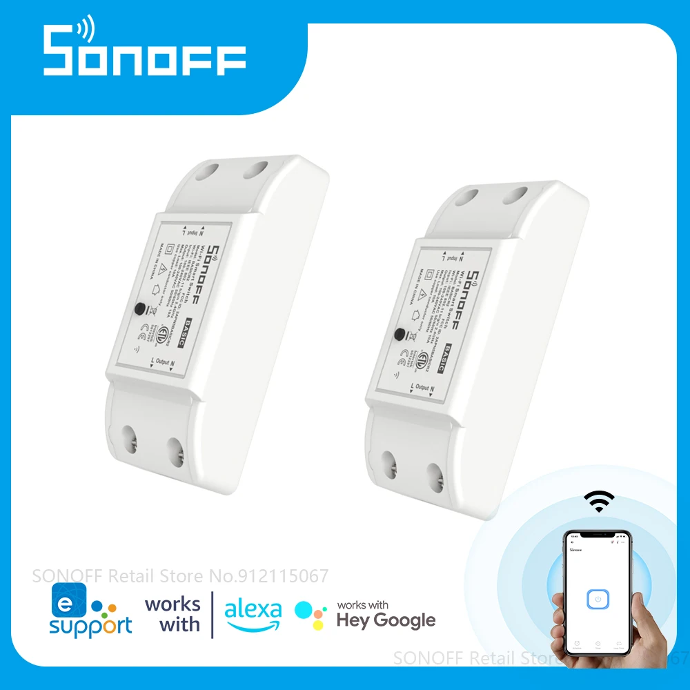 Sonoff Basic R2 Wifi DIY Smart Switch Module Remote Control Smart Home ...