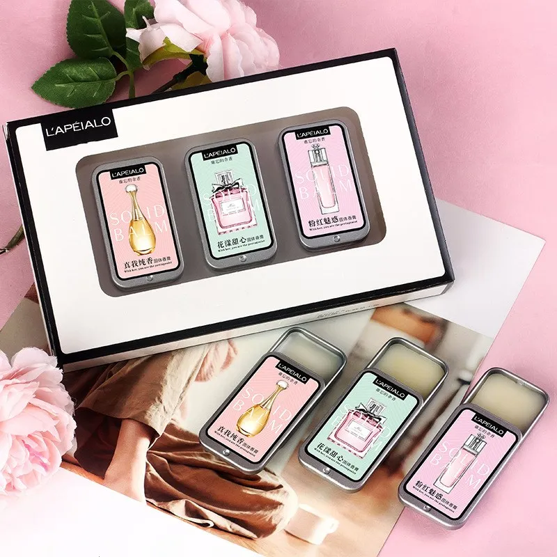 3 Colors Solid Balm Set Women Men Portable Solid Perfume Fragrances ...