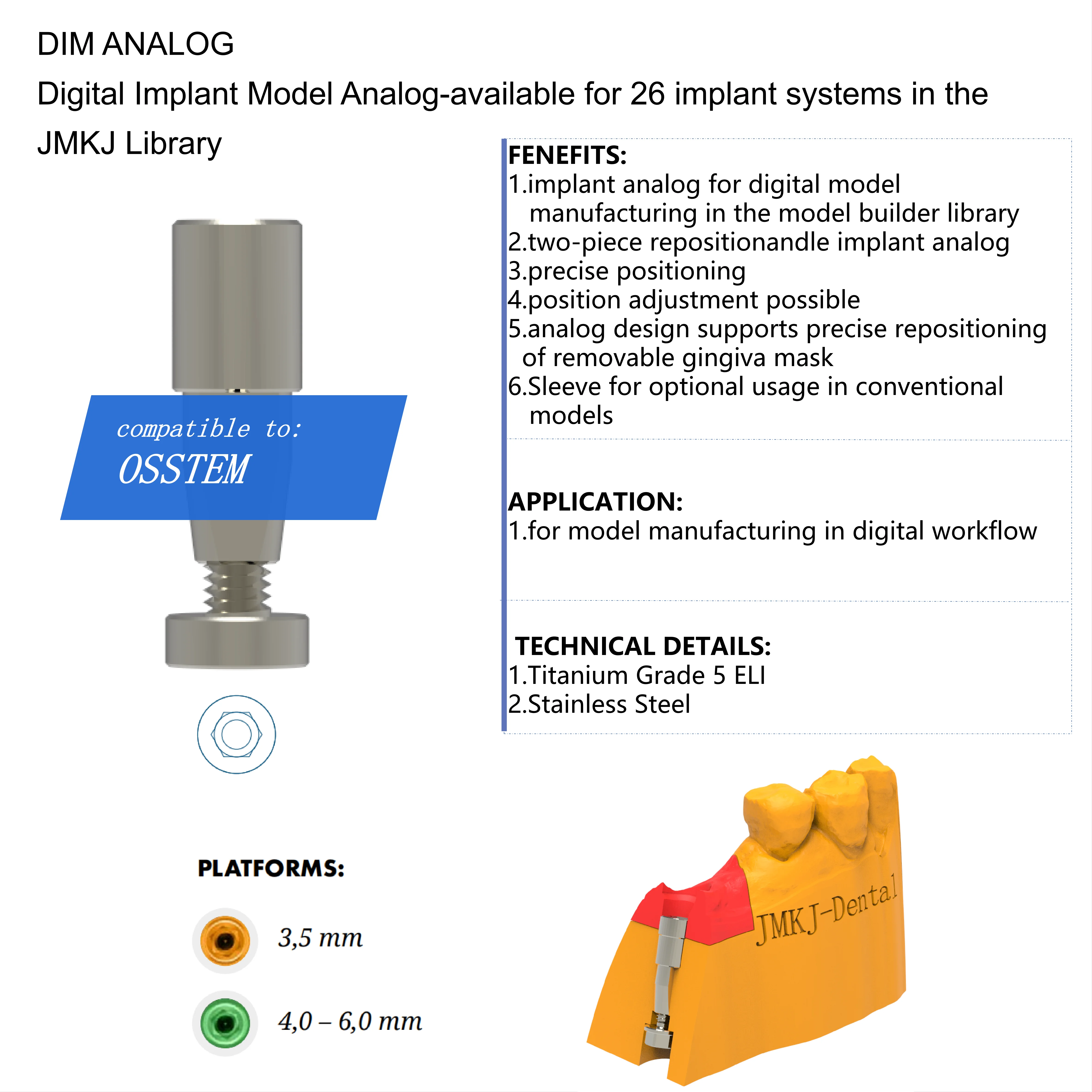 OSSTEM ANALOG Digital Implant Model Analog available|Tool Parts ...