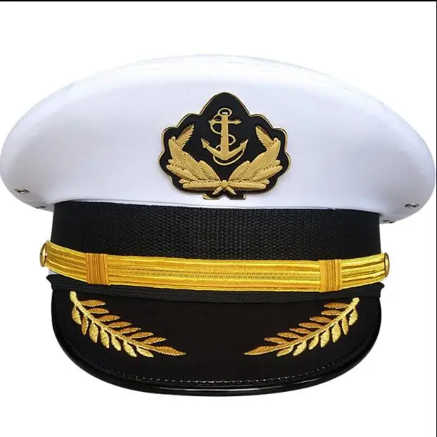 Navy Cap Captain Hat Military 56-60cm Seaman Sailor Men Spring Embroidery
