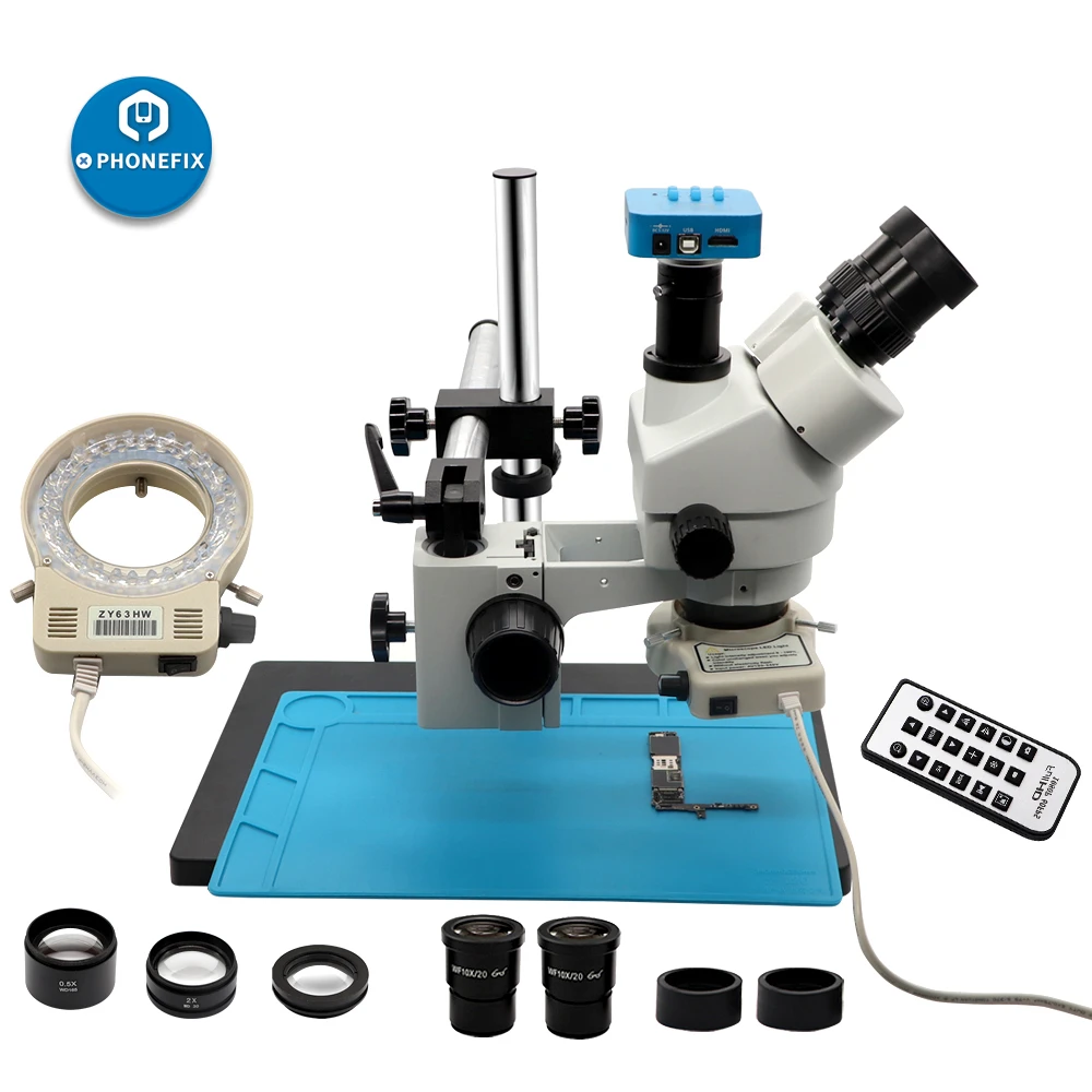 3.5-90x Continuous Zoom Simul Focal Trinocular Stereo Microscope 38mp ...