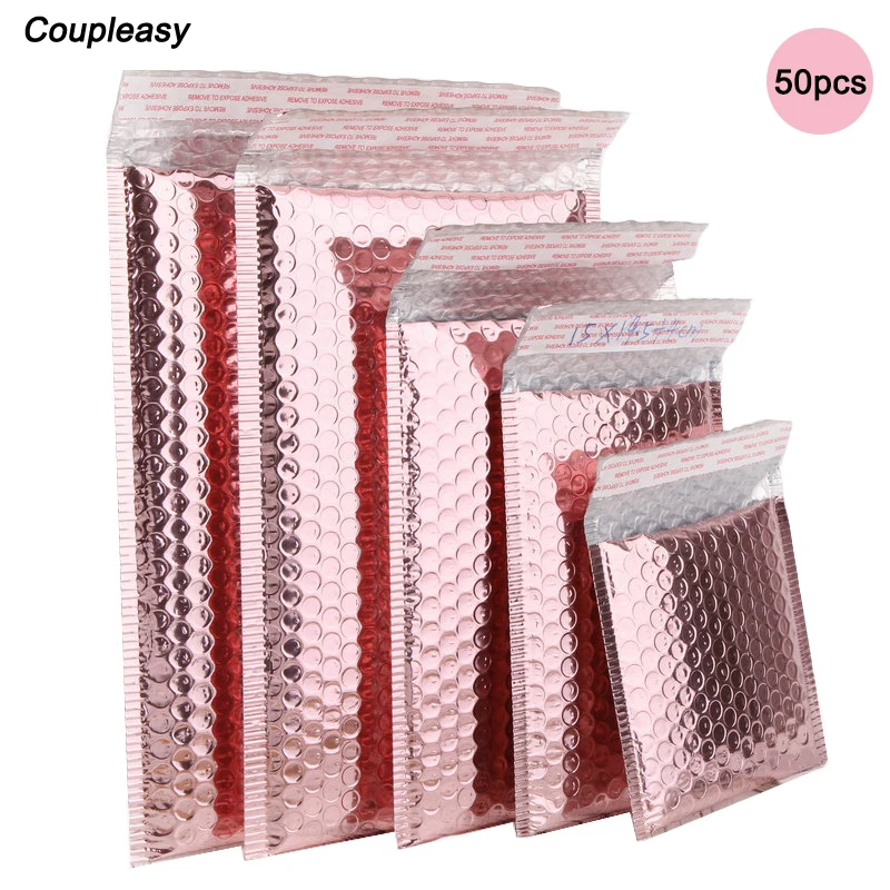 50 Pcs/lot Rose Gold Plastic Bubble Envelopes Bags, Padded Shipping ...