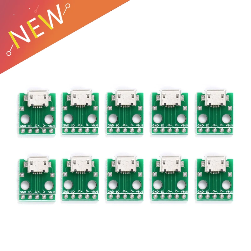 10PCS-MICRO-USB-To-DIP-Adapter-5pin-Female-Connector-B-Type-PCB ...