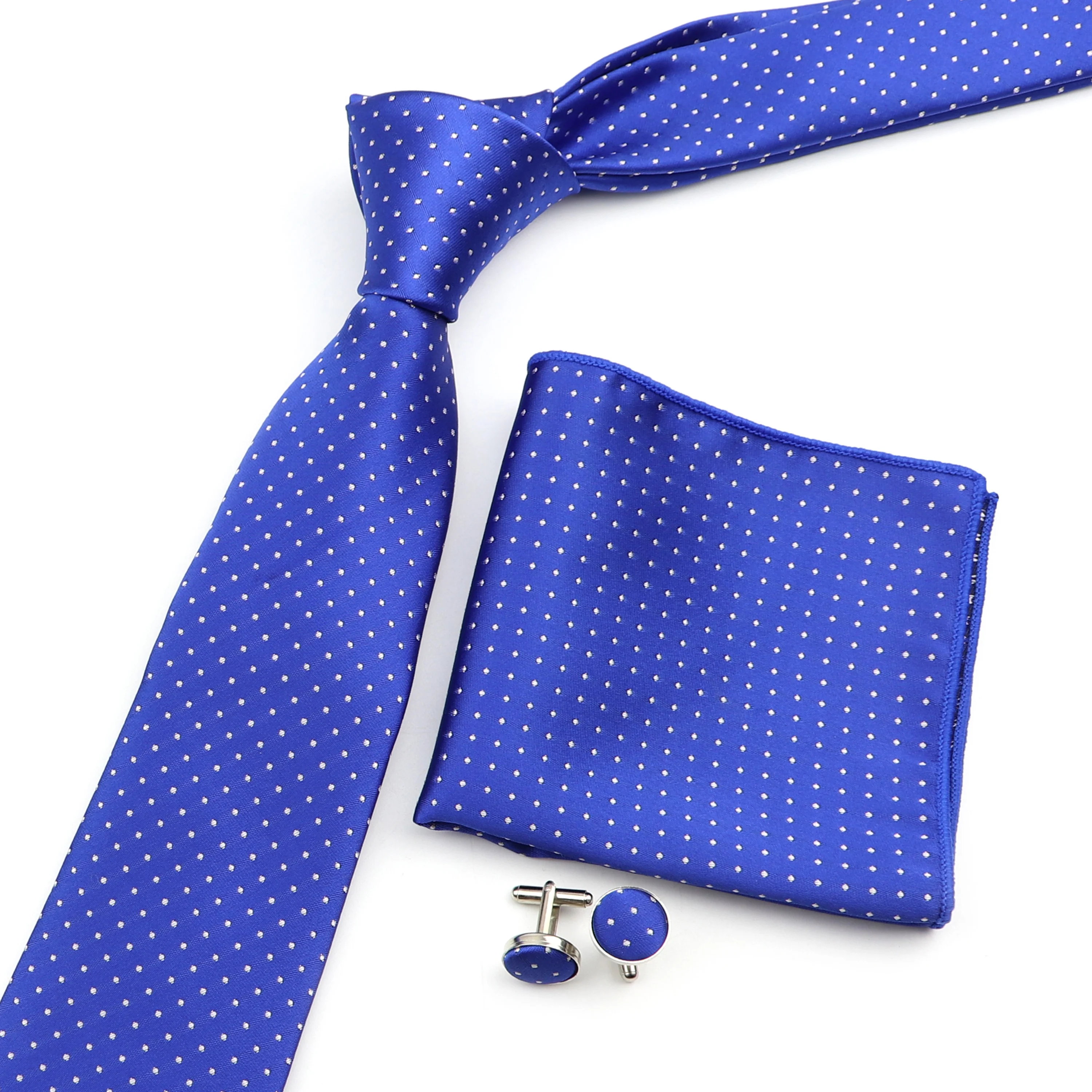 Mens Polyester Tie Set Blue White Skinny Classic Jacquard Woven Necktie ...