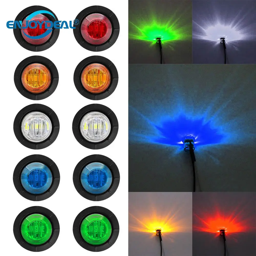 3/4" Round LED Clearence Light 2pcs 3Leds Waterproof Car Side Marker ...