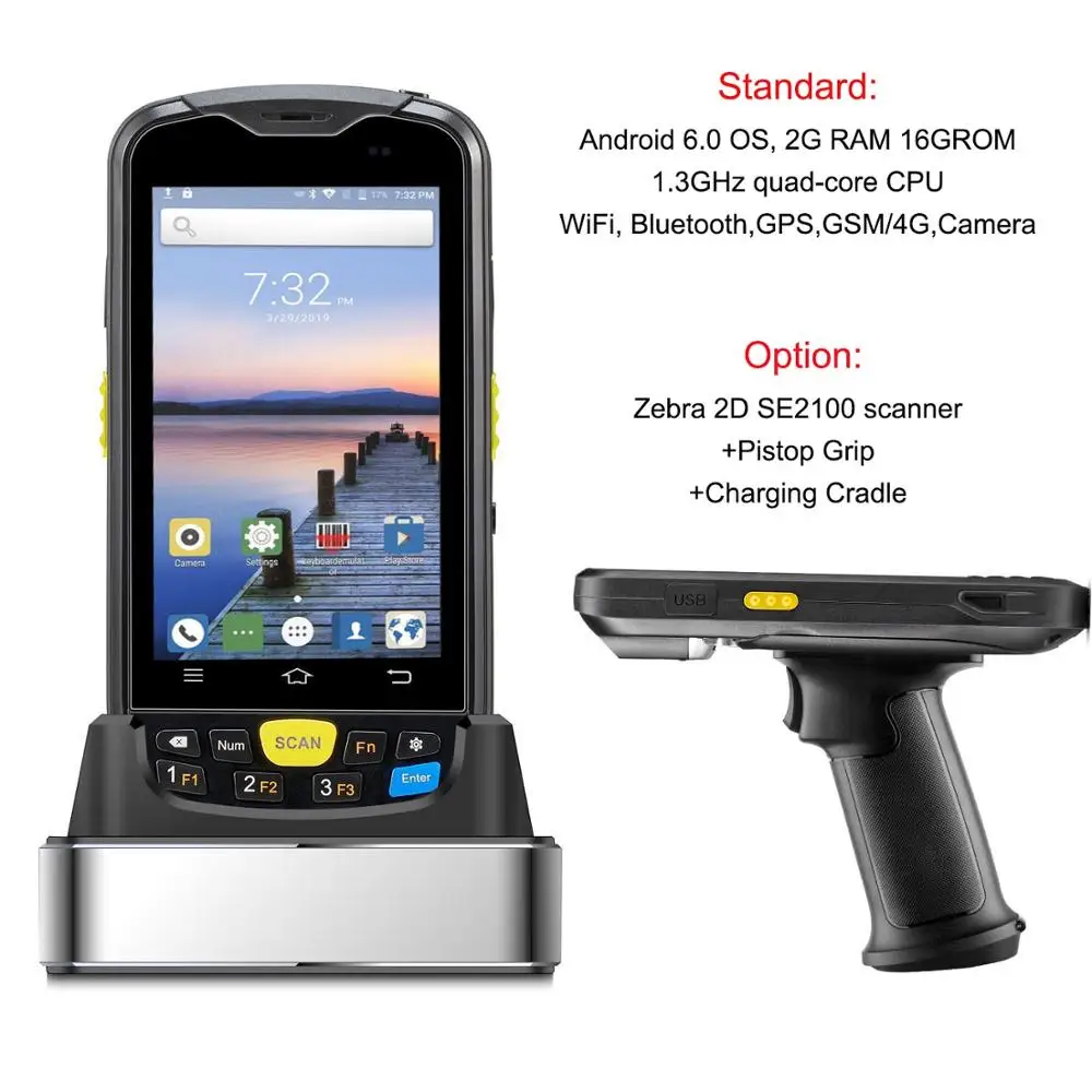 Android 6.0 Rugged PDA 4G Handheld POS Terminal 1D 2D NFC RFID Reader ...
