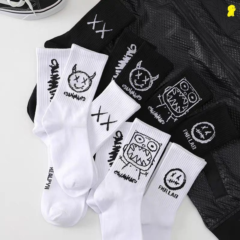 Men-Women-Socks-Cotton-Simplicity-Anime-Devil-Grimace-Harajuku-Black ...