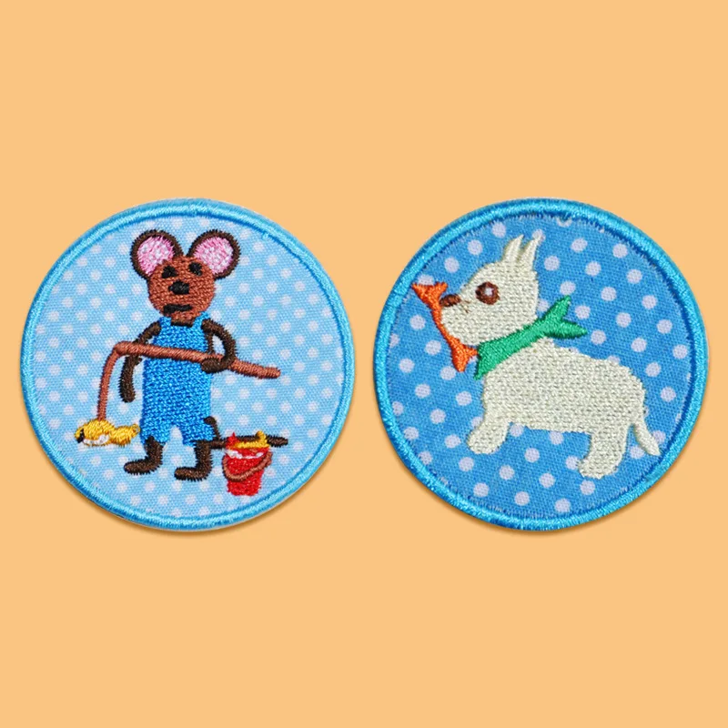 Runde-Cartoon-Hund-Mit-Knochen-Patch-Stickerei-Patches-F-r-Kleidung ...