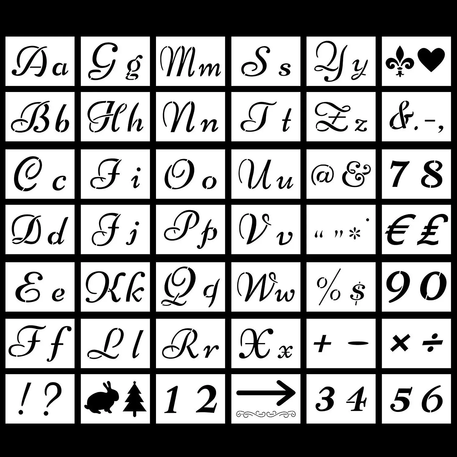 METABLE 42 Pcs Letter Stencils Alphabet Templates Number Sign Drawing Painting Tools Reusable 